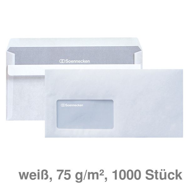 Soennecken Briefumschlag DL, mit Fenster, selbstklebend weiß 75g/m² 1 ...