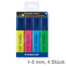 Staedtler Textmarker "Textsurfer Classic" mehrfarbig 1-5 mm 4St.